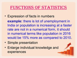 Features and functions of statitics | PPT | Science