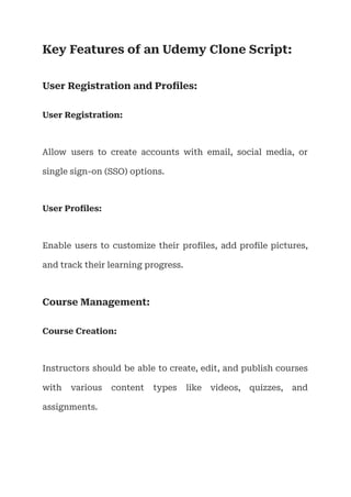 Features and Technologies required to build an Udemy clone script | PDF | Web Development | Internet