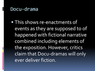 Features and types of documentaries | PPTX