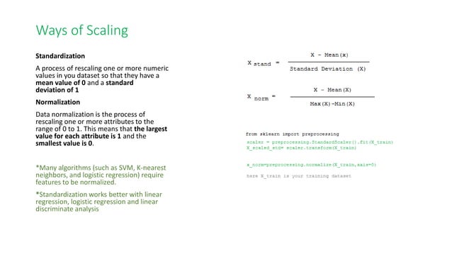 Preparing your data for Machine Learning with Feature Scaling | PPTX | Technology & Computing