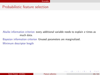 Feature and Variable Selection in Classification | PPT