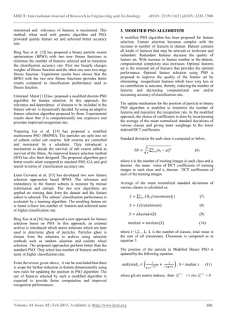 Feature selection using modified particle swarm optimisation for face recognition | PDF ...