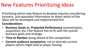 Games features ideas and prioritization | PPTX