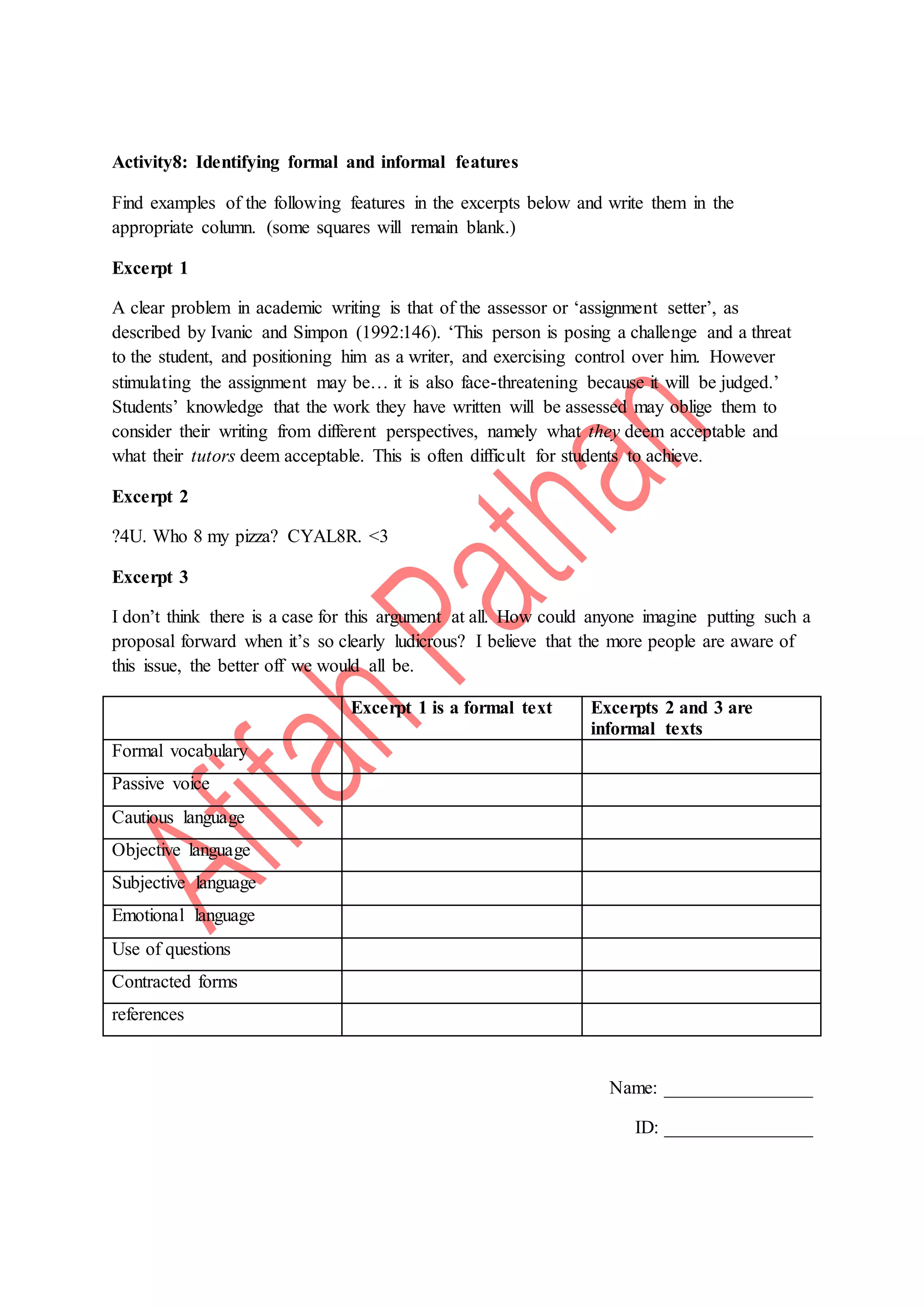 Features of academic writing | DOCX