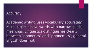 The Ten Features of English Academic Writing | PPTX