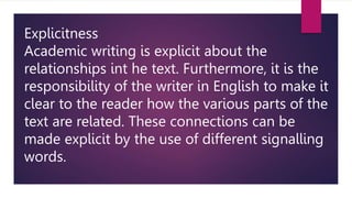 The Ten Features of English Academic Writing | PPTX