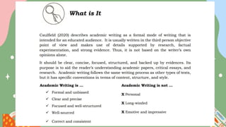 features of academic writing - Grade 7 English Lesson | PPTX