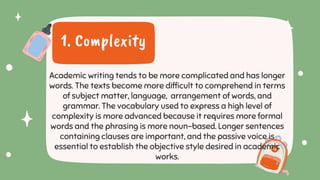 features of academic writing - Grade 7 English Lesson | PPTX