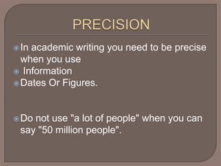 Features of academic writing | PPTX