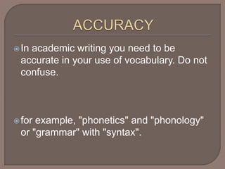 Features of academic writing | PPTX