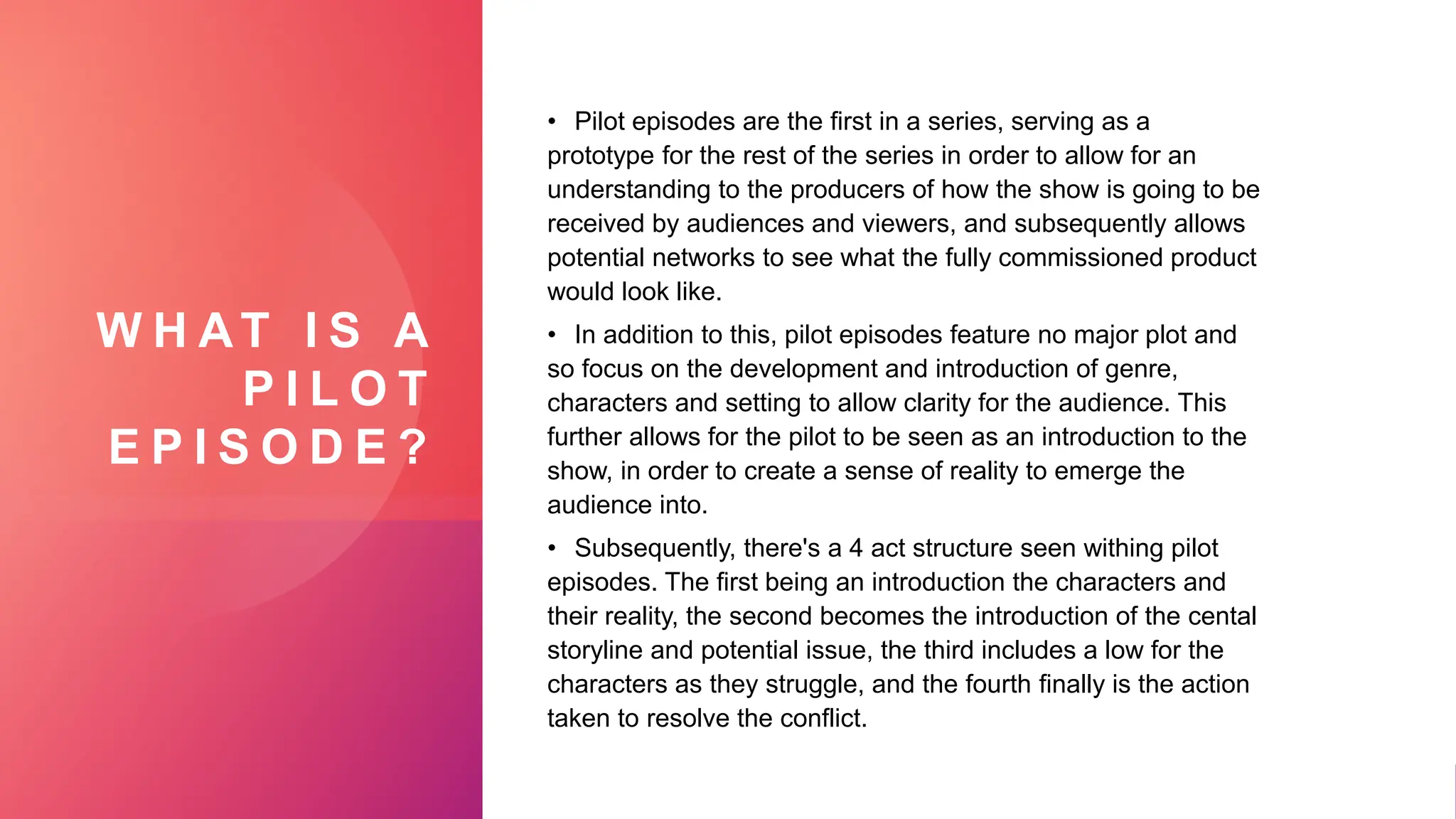 features of a pilot episode .pptx firstt | PPT | Free Download