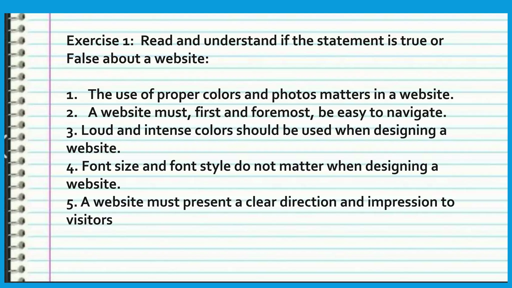 Features of a website lesson | PPTX