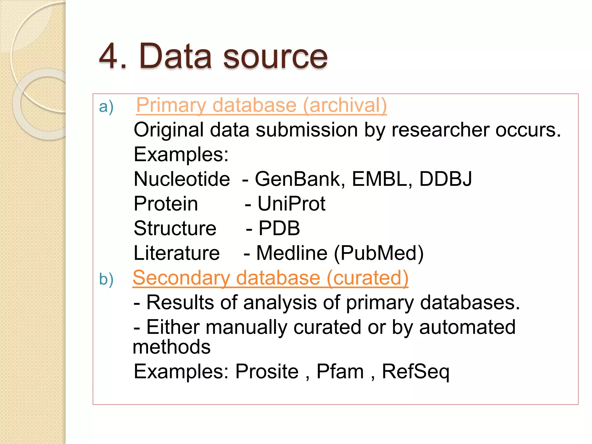 Features of biological databases | PPTX
