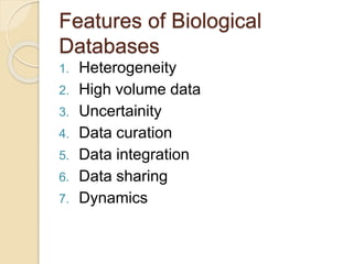 Features of biological databases | PPT