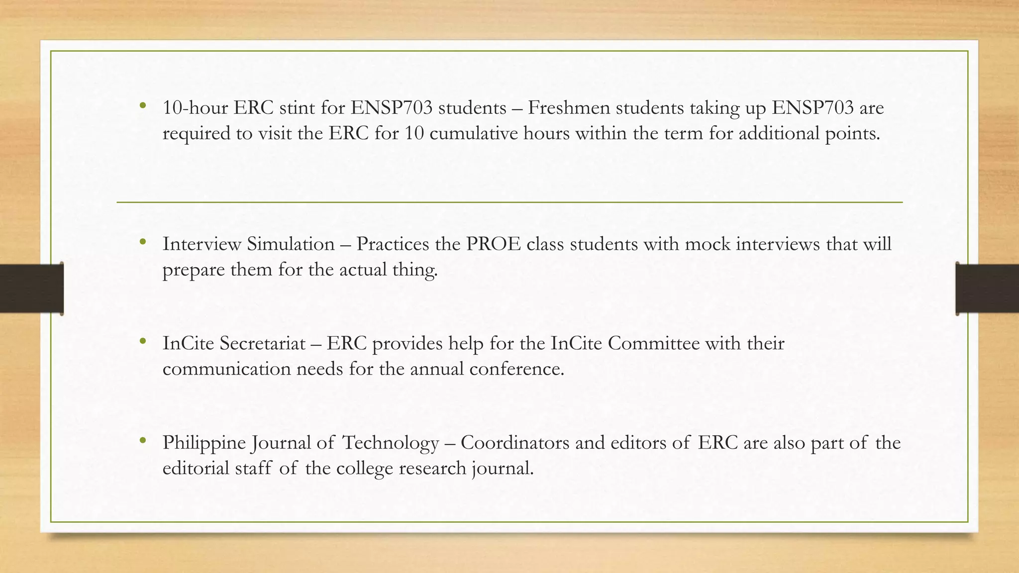 Features of FEU Tech Library and English Resource Center | PPTX