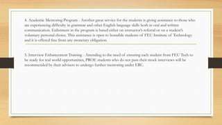 Features of FEU Tech Library and English Resource Center | PPTX