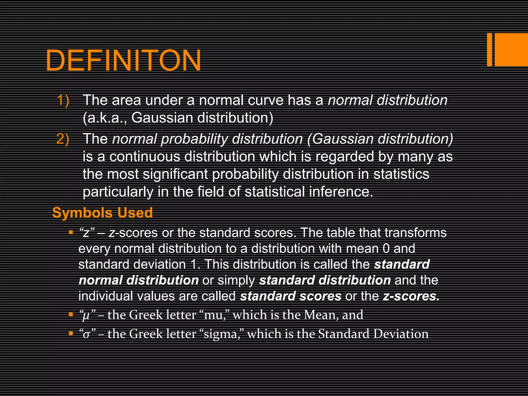 Features of gaussian distribution curve | PPTX
