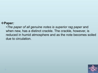 Features of genuine currency notes | PPT