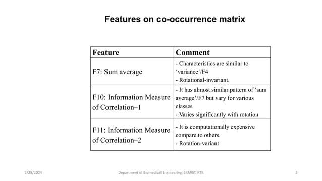 Features Of Glcm Extracted Using Glcm Pptx 
