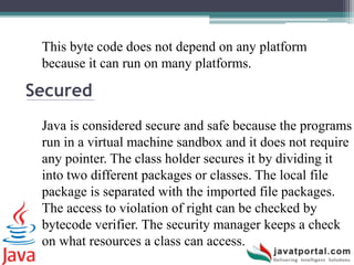 Features of java - javatportal | PPT