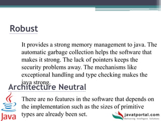 Features of java - javatportal | PPTX