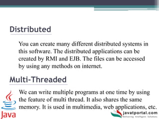 Features of java - javatportal | PPT