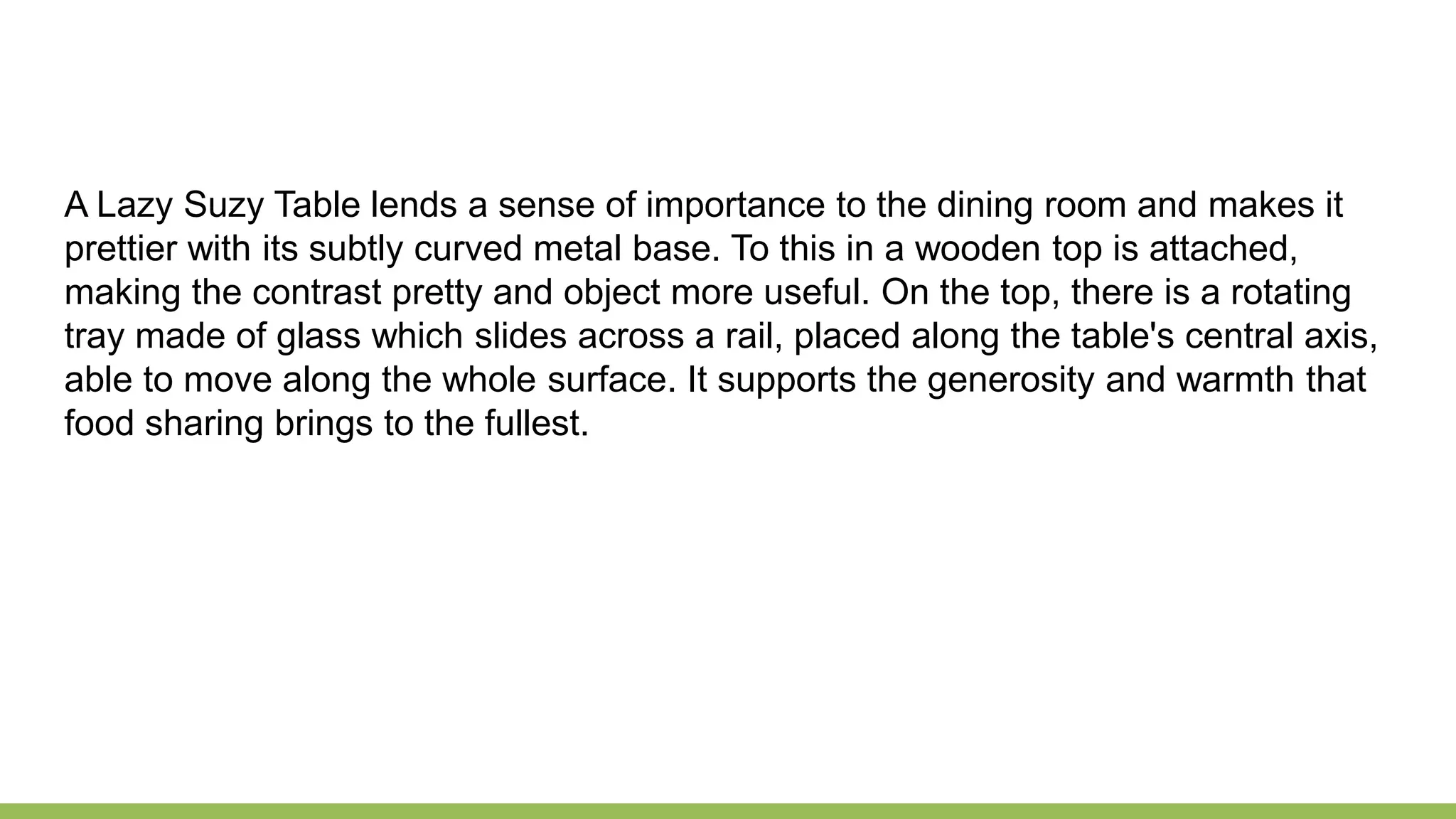Features of lazy suzy table | PPTX