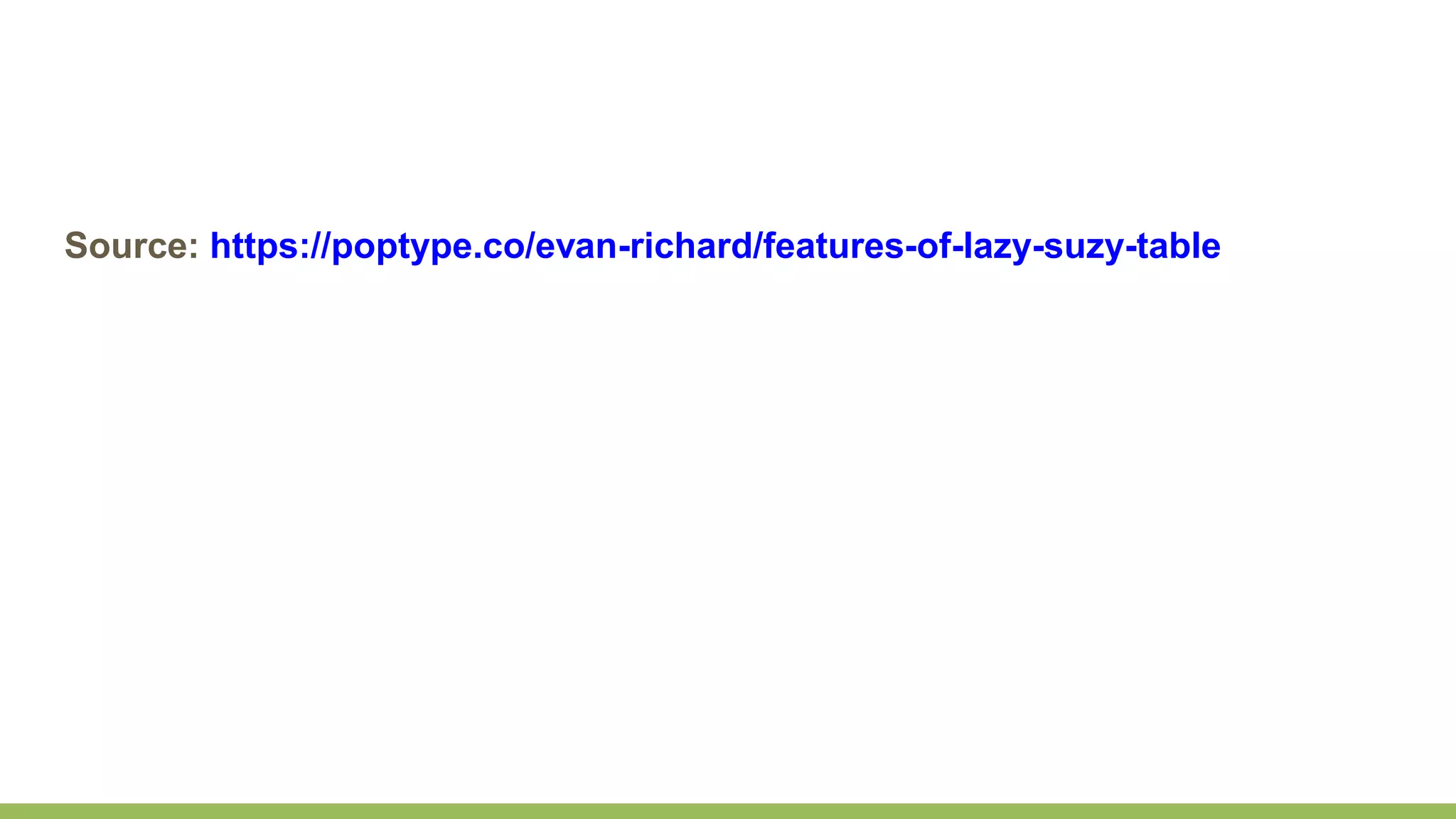 Features of lazy suzy table | PPTX