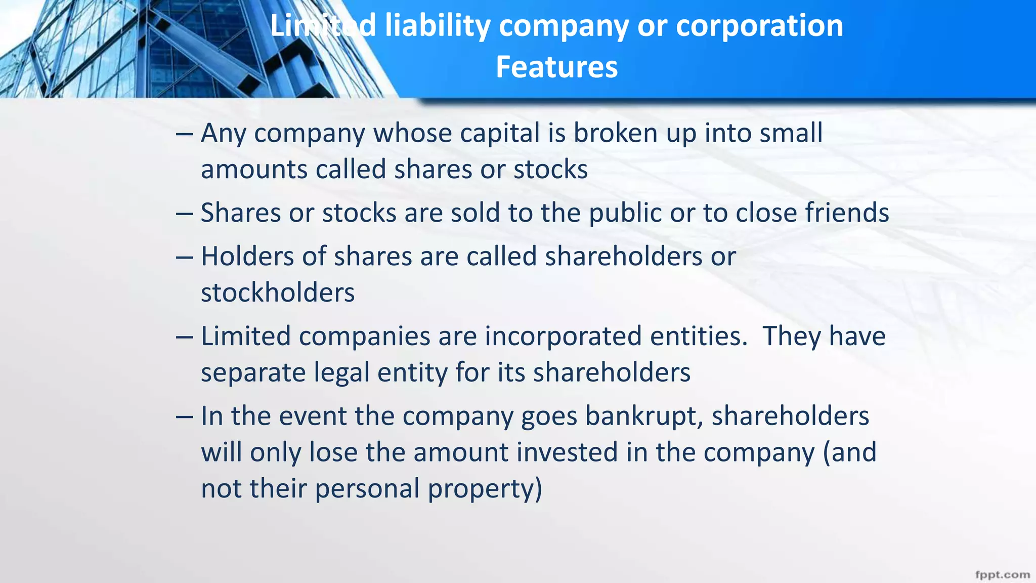 Features of limited liability companies | PPT