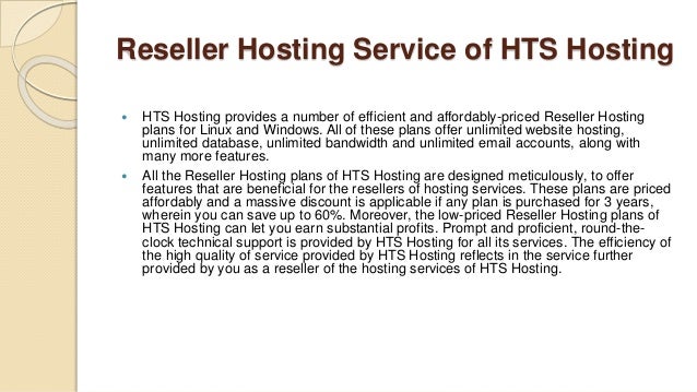 Features of linux reseller hosting plans of hts hosting | PPT
