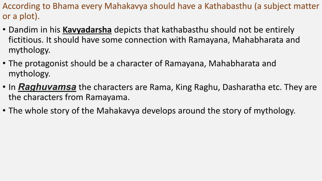 Features of Mahakavya in Kalidasa’s Raghuvamsa.pptx | Hinduism ...