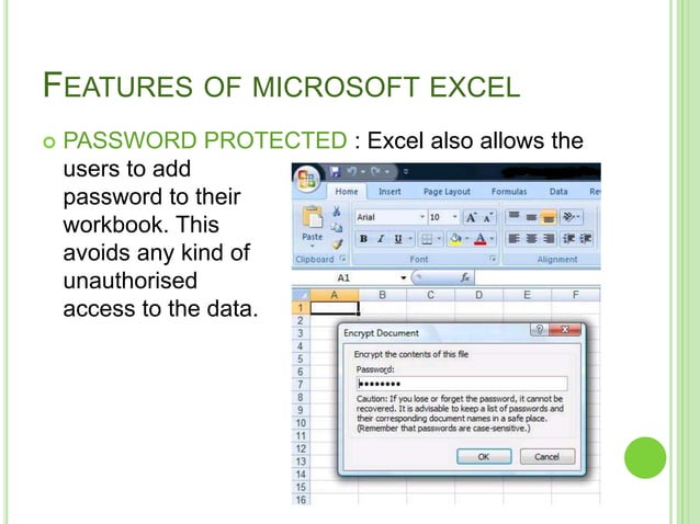 FEATURES OF MICROSOFT EXCEL | PPTX
