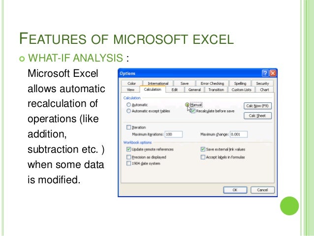 Features Of Microsoft Excel