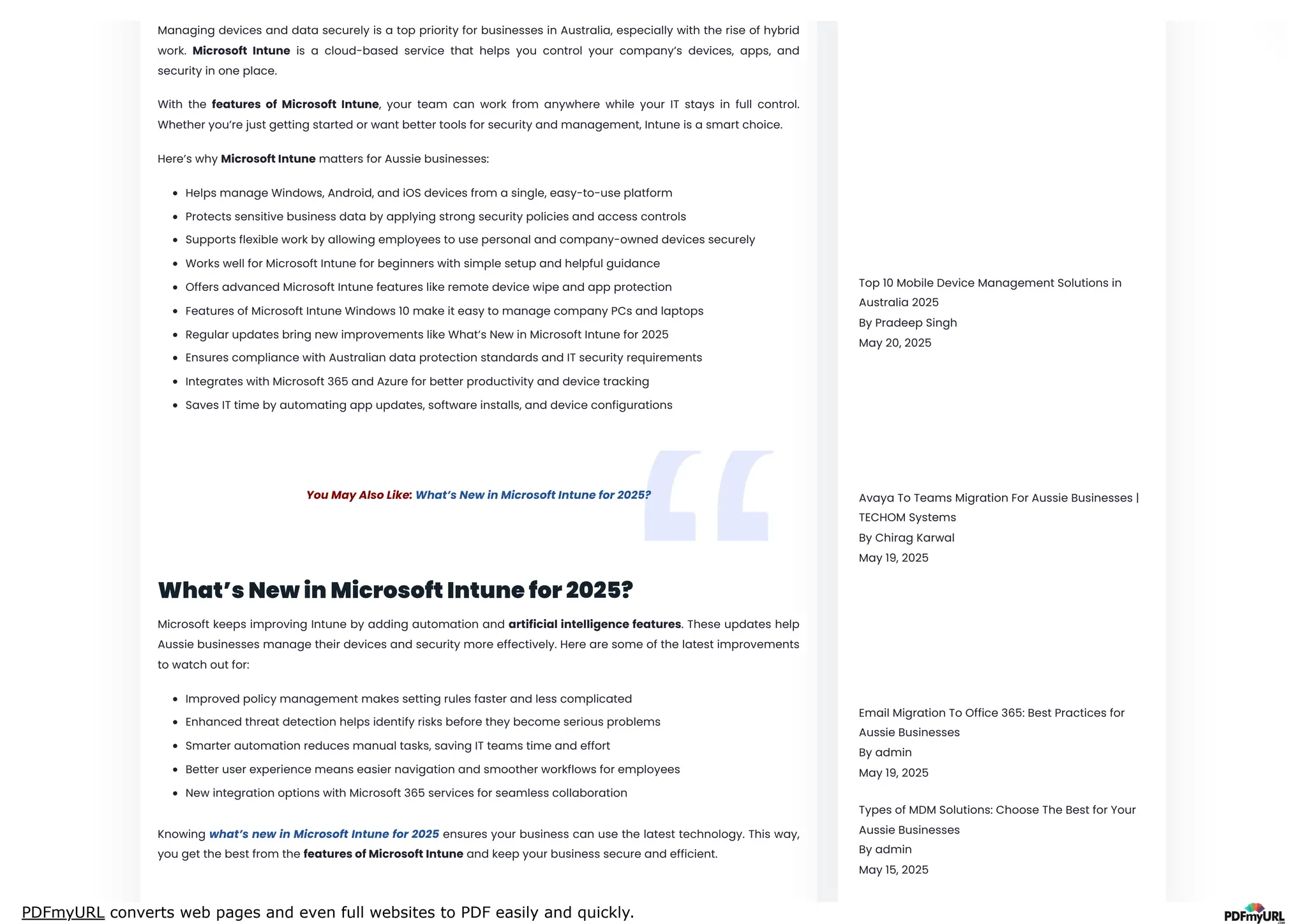 Understanding the Features of Microsoft Intune with TECHOM Systems | PDF