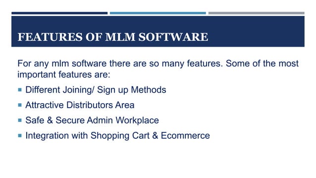 Attractive Features of any MLM Software | PPT