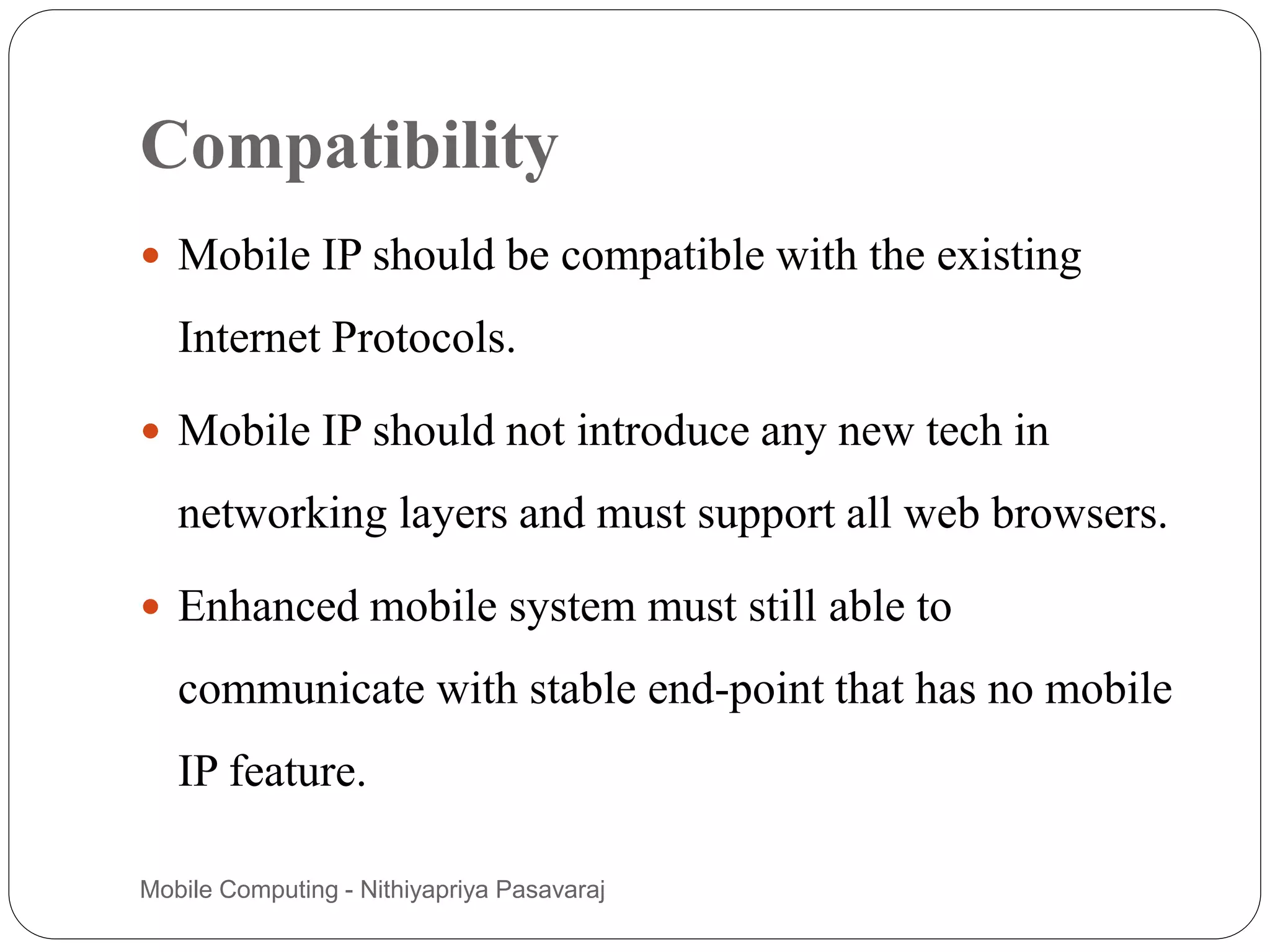 Features of mobile ip | PPSX