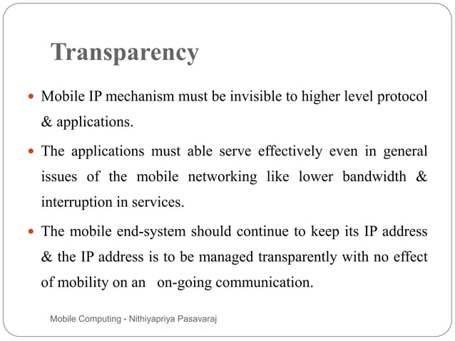 Features of mobile ip | PPSX | Computer Networking | Computing