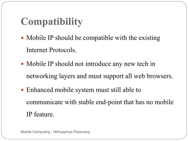 Features of mobile ip | PPSX | Computer Networking | Computing