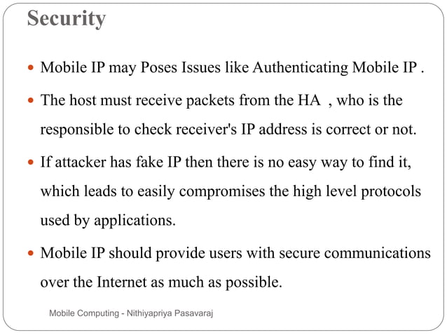 Features of mobile ip | PPSX | Computer Networking | Computing