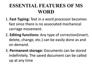 All Features of Microsoft Word Document | PPTX