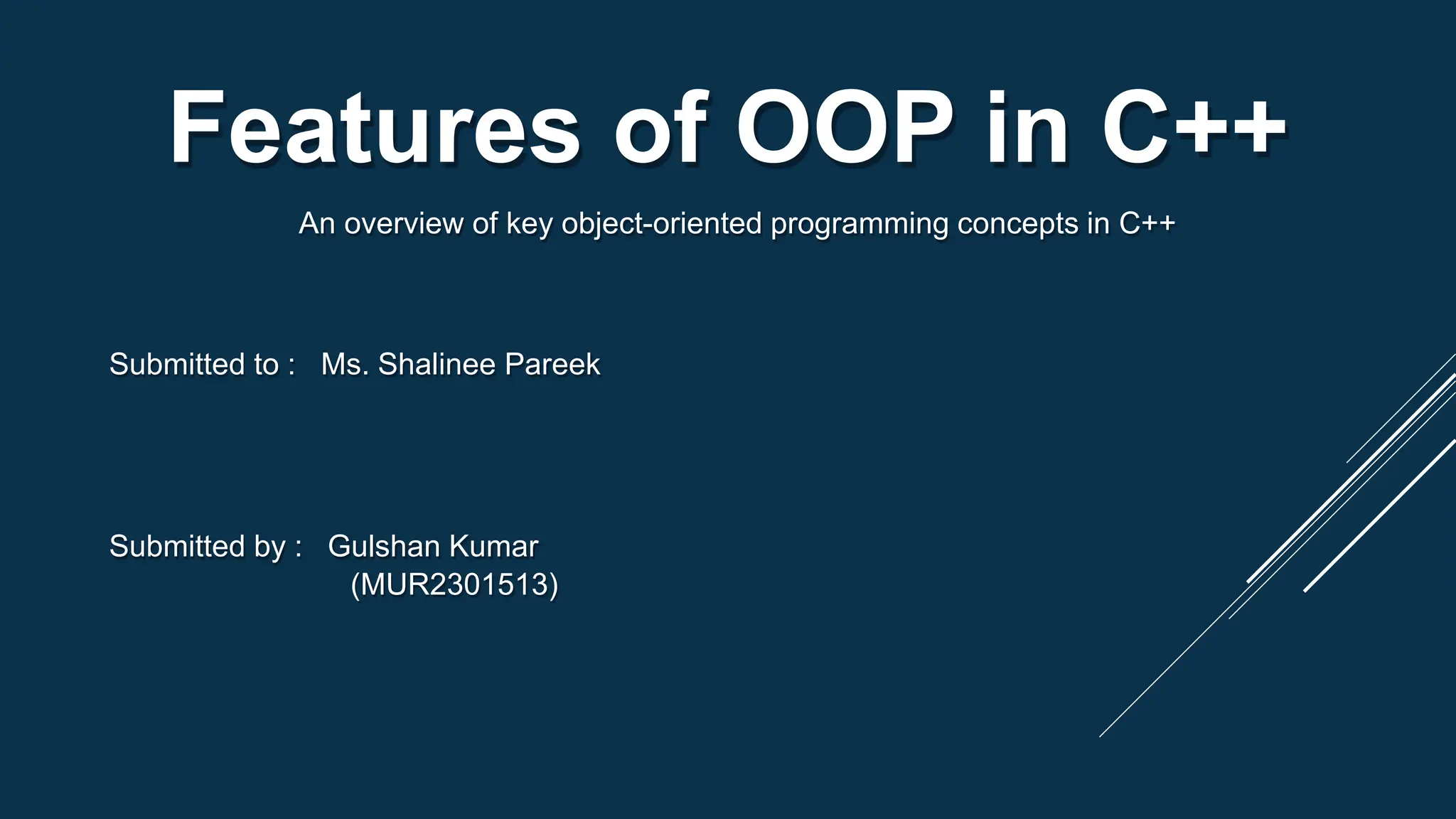 Features Of OOPS and characteristics.pptx | Programming Languages | Computing