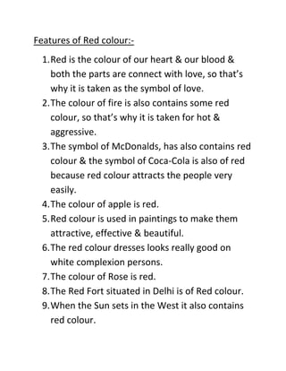 Features of red colour | PDF