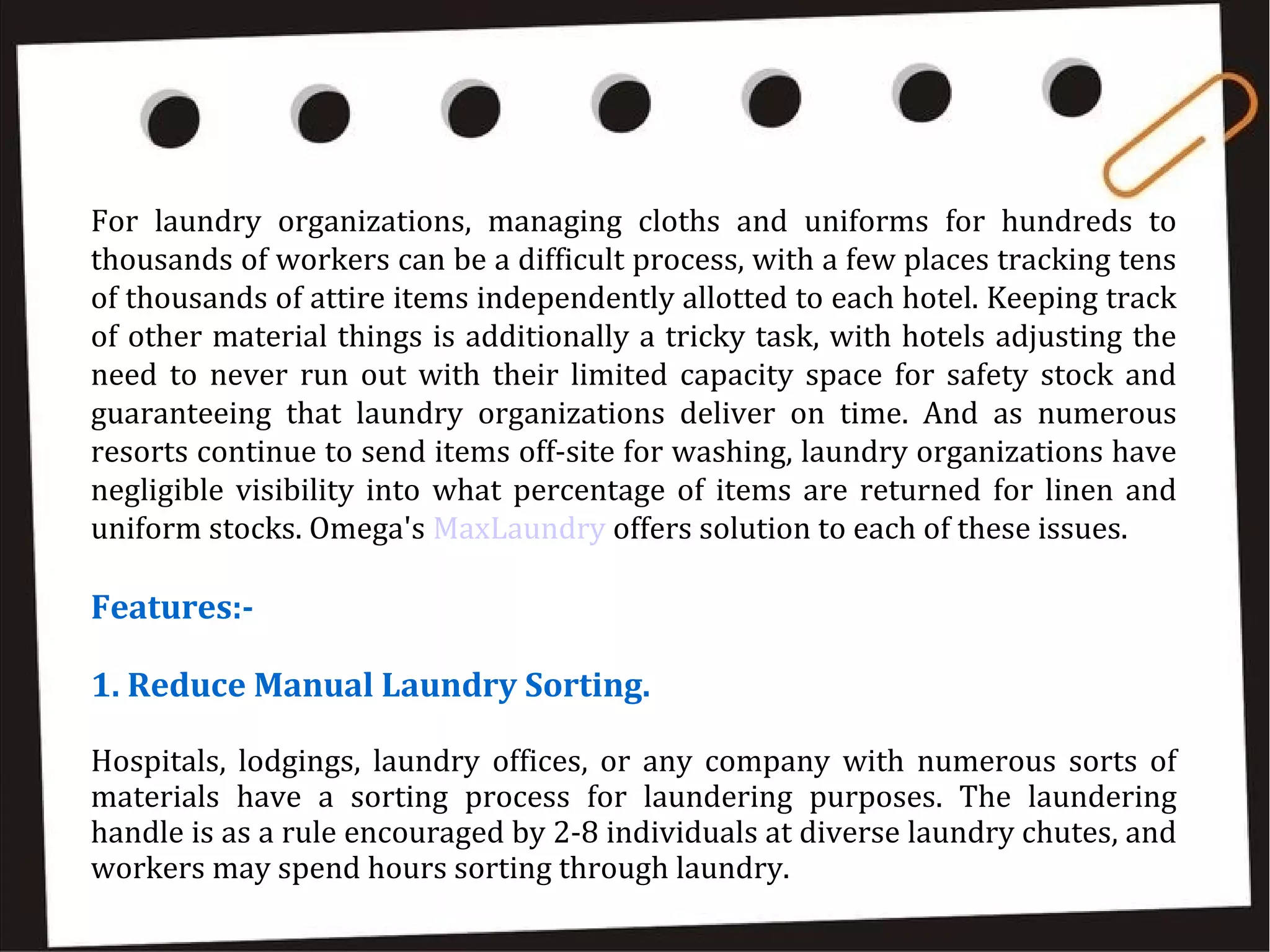 Features of RFID Laundry Management System | Omega-Cst | PPT