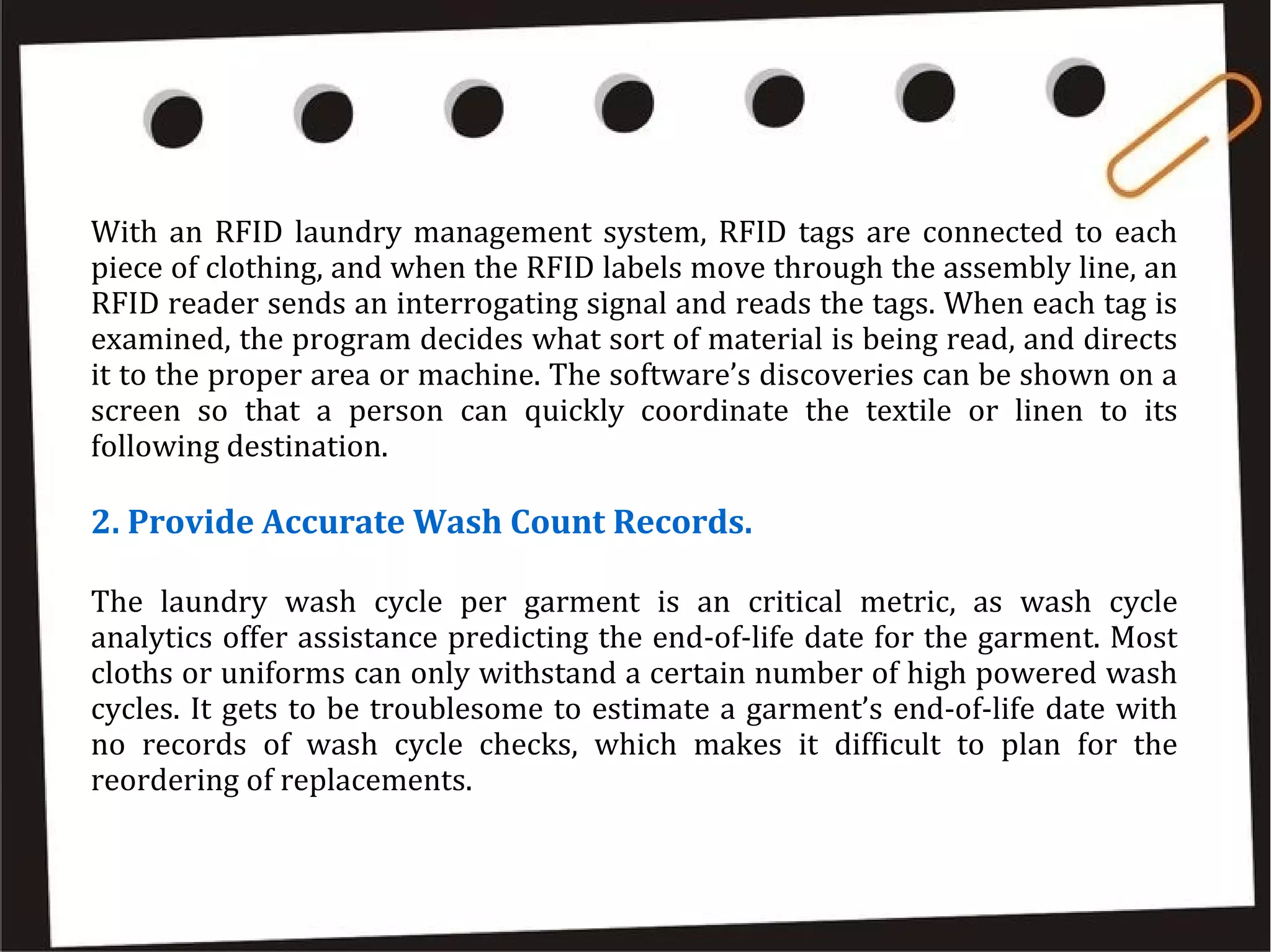 Features of RFID Laundry Management System | Omega-Cst | PPT
