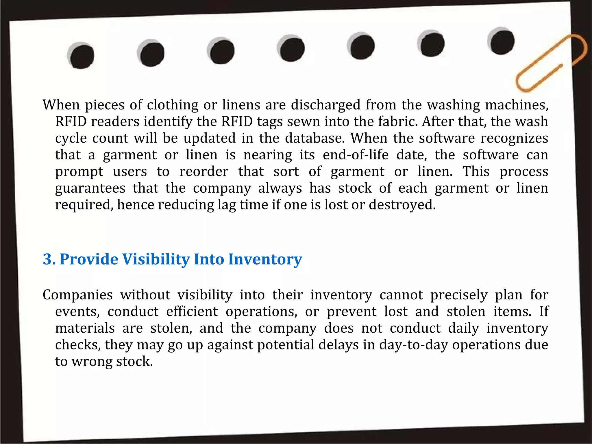 Features of RFID Laundry Management System | Omega-Cst | PPT