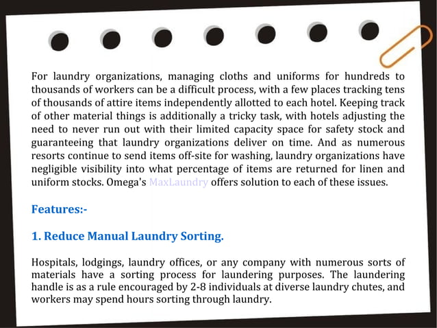 Features of RFID Laundry Management System | Omega-Cst | PPT