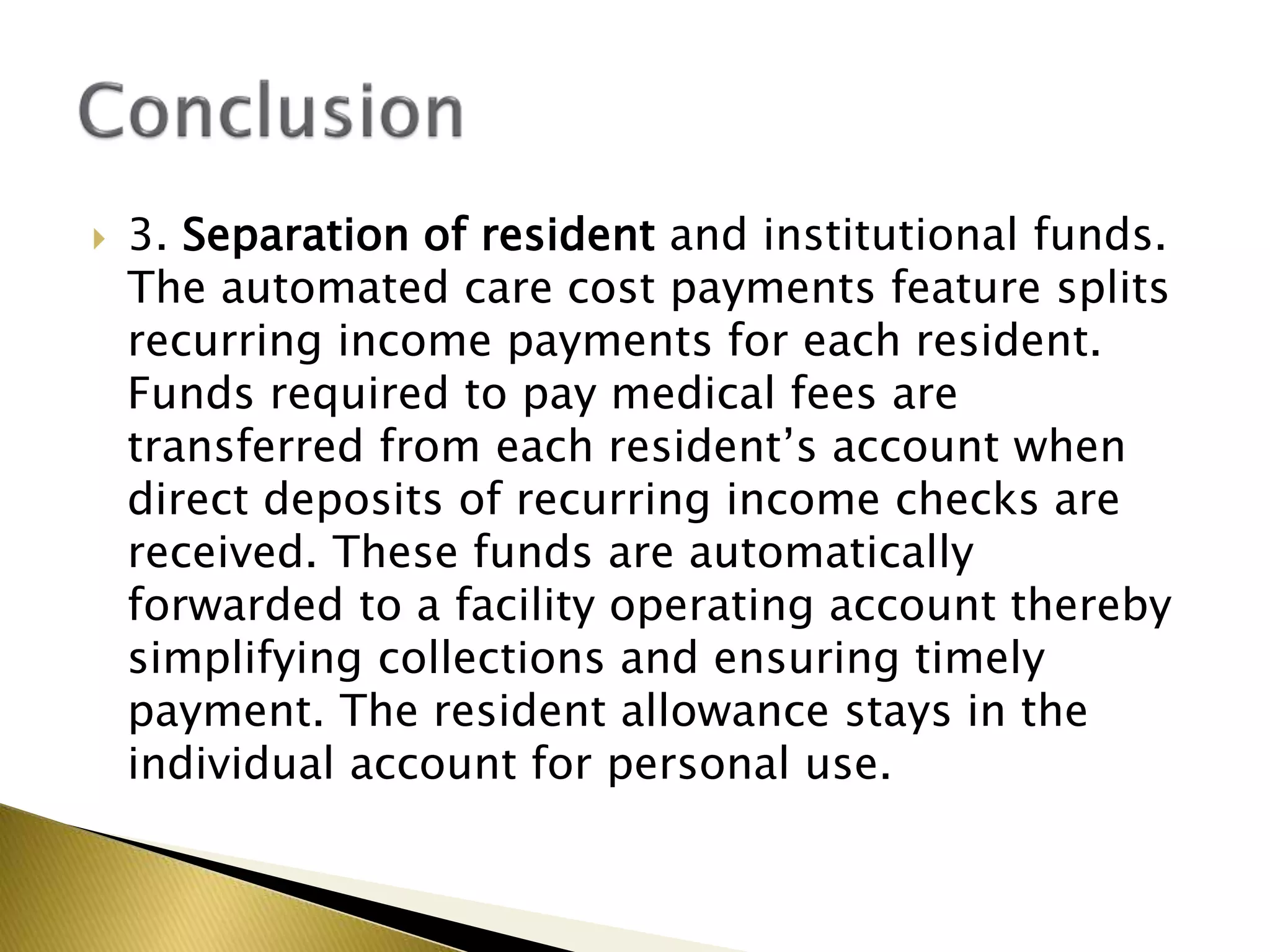 Features of the Resident Fund Management Service | PPTX