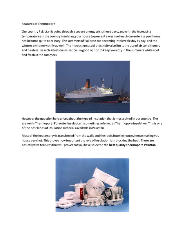 Features of thermopore | DOCX