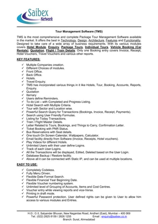 Features of tms software | PDF