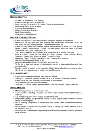 Features of tms software | PDF